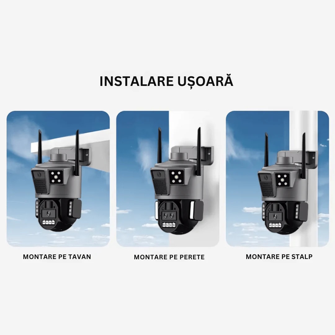Camera de Supraveghere Solara 4G Cartela SIM 4K, Panou Solar 14W ...