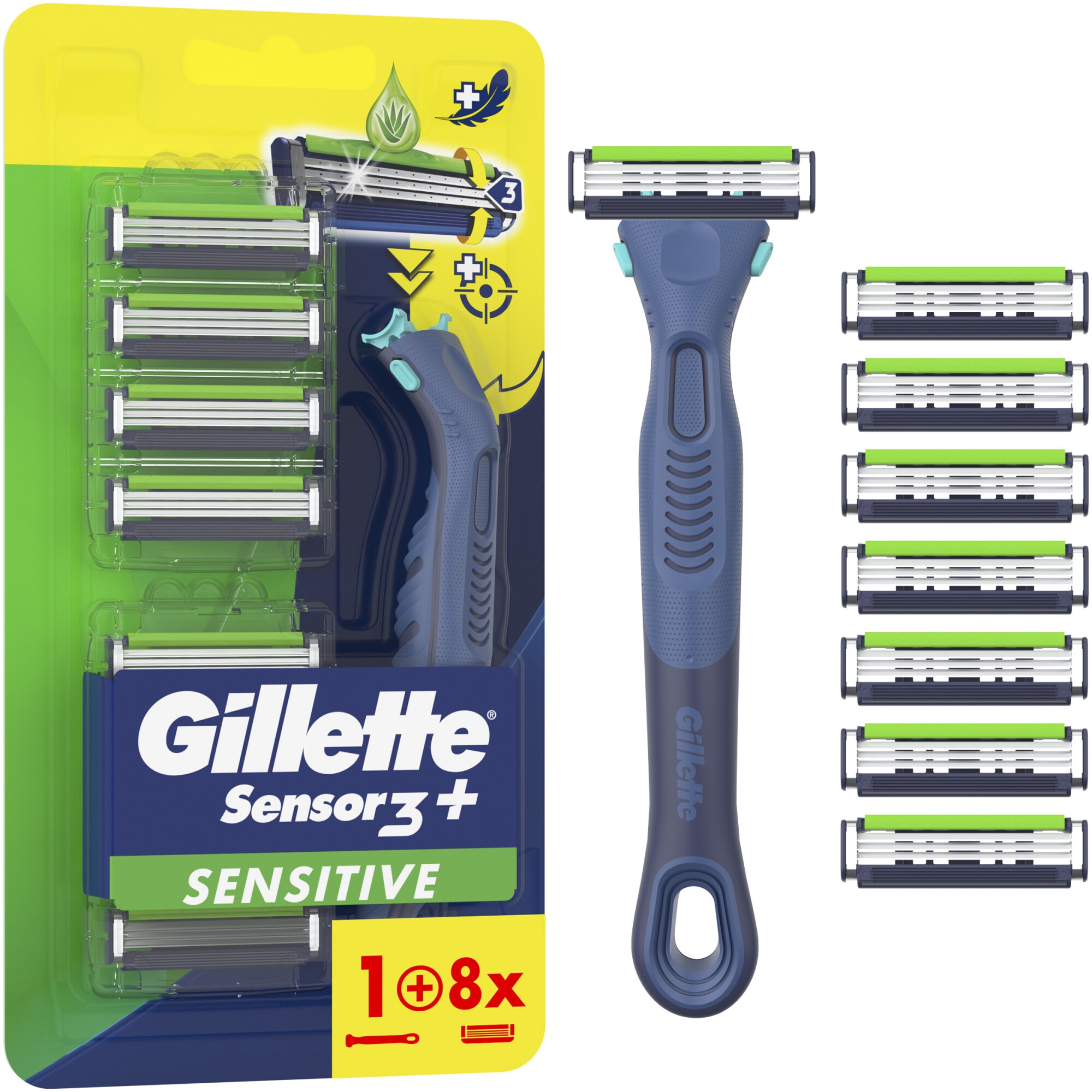 Gillette Sensor 3+ Sensitive cserélhető borotva ergonomikus nyéllel ...