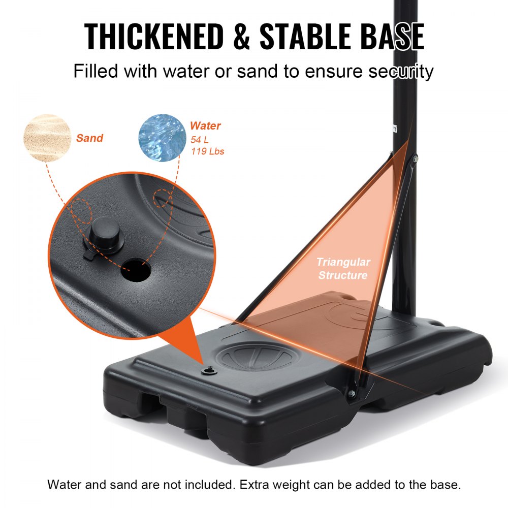 Cos de baschet portabil, inaltime reglabila 1.22-3.05m, tabla 1.11m ...