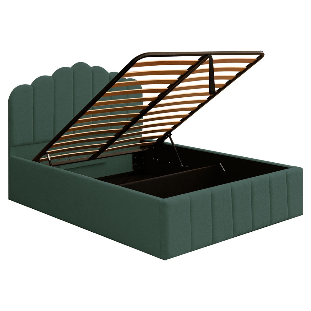 Pat dublu tapitat Bellagio 120/200, verde marin, cu somiera metalica ...