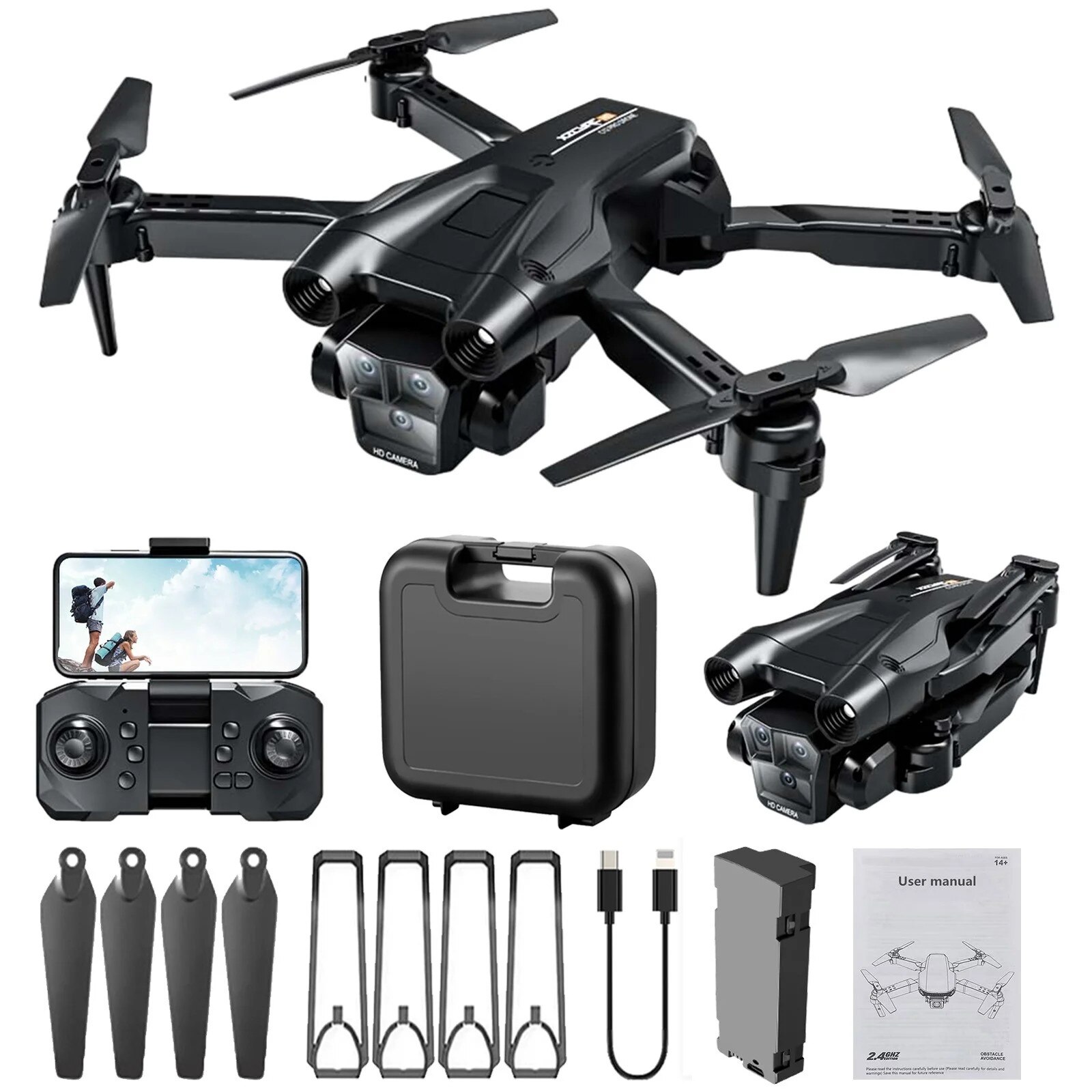 Drone FPV cu camera 1080P, mod fara cap, functie Follow Me, culori ...