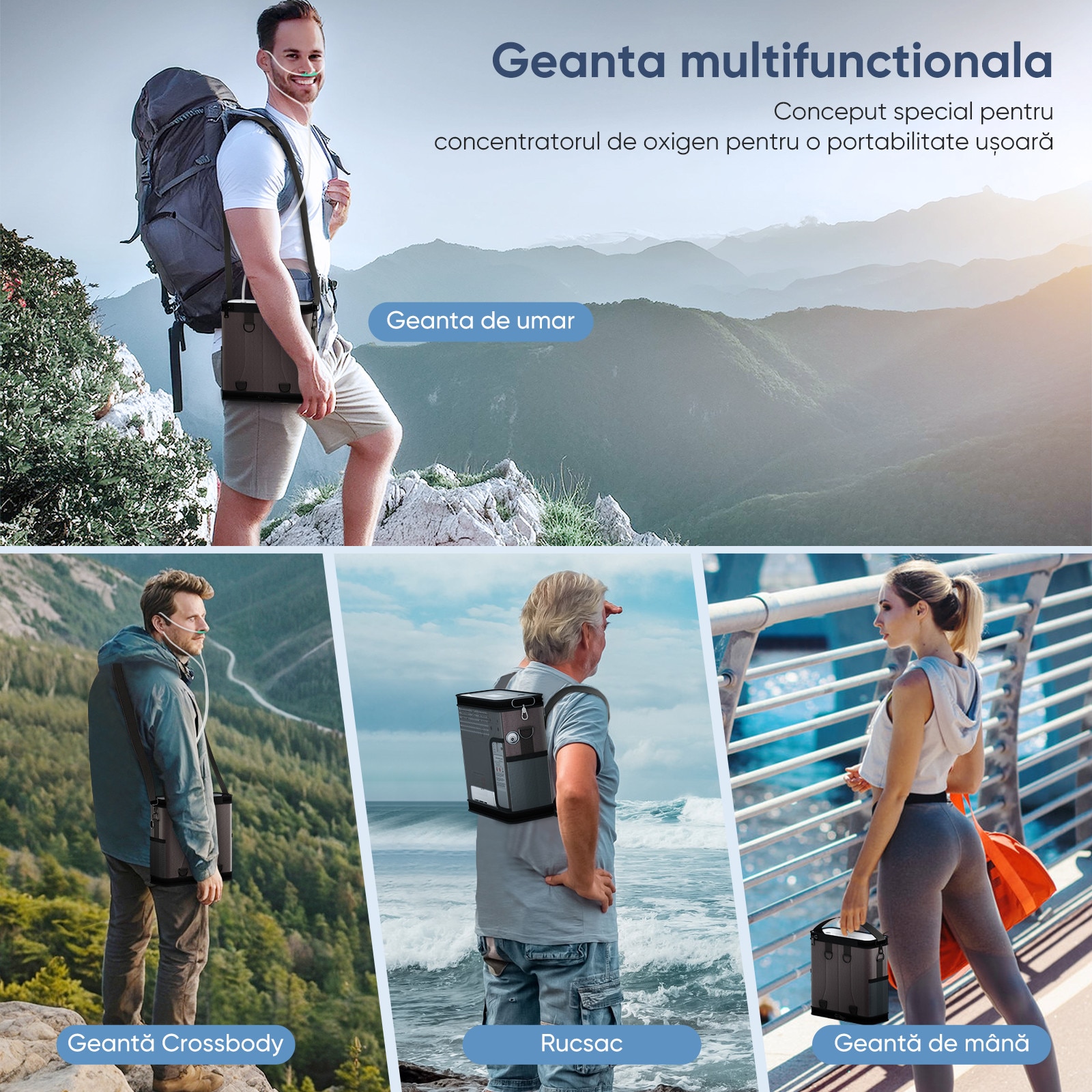 Aparat de oxigen portabil Varon, Alimentare continua cu oxigen de 1-6 l/min, Concentratie 93±3% ...