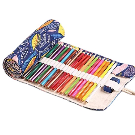 Set de 72 creioane colorate, multicolor, cu penar, ascutitoare si guma ...