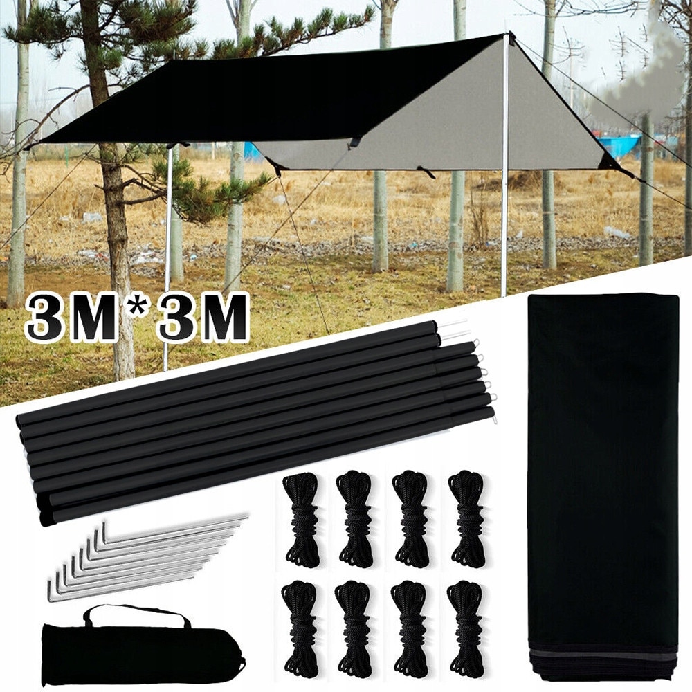 Prelata de camping cu stalpi, baldachin de camping de 3 m*3 m, prelata ...