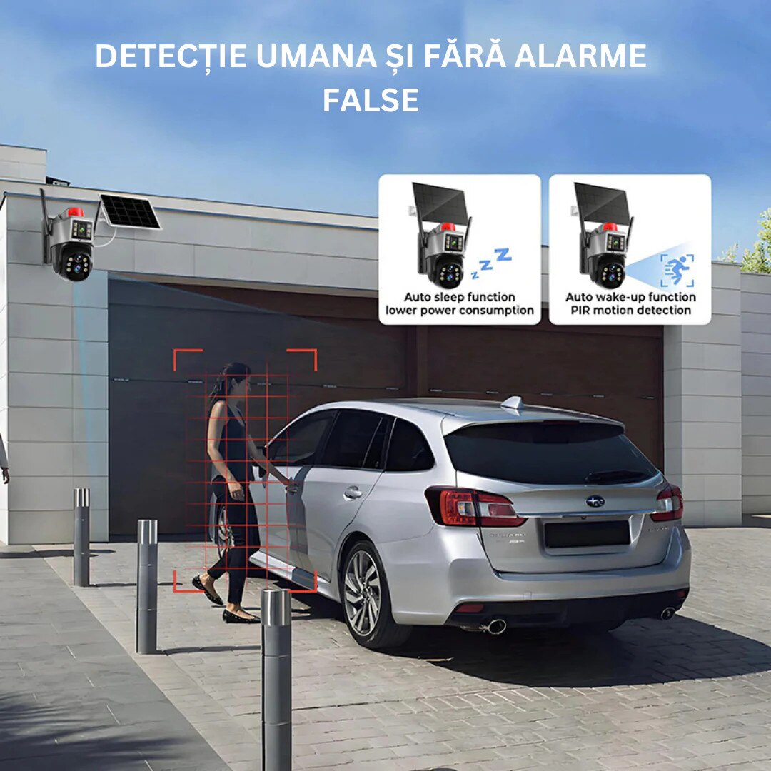 Camera de Supraveghere Solara 4G, 2 lentile, 360, Rezolutie 2K Ultra HD ...