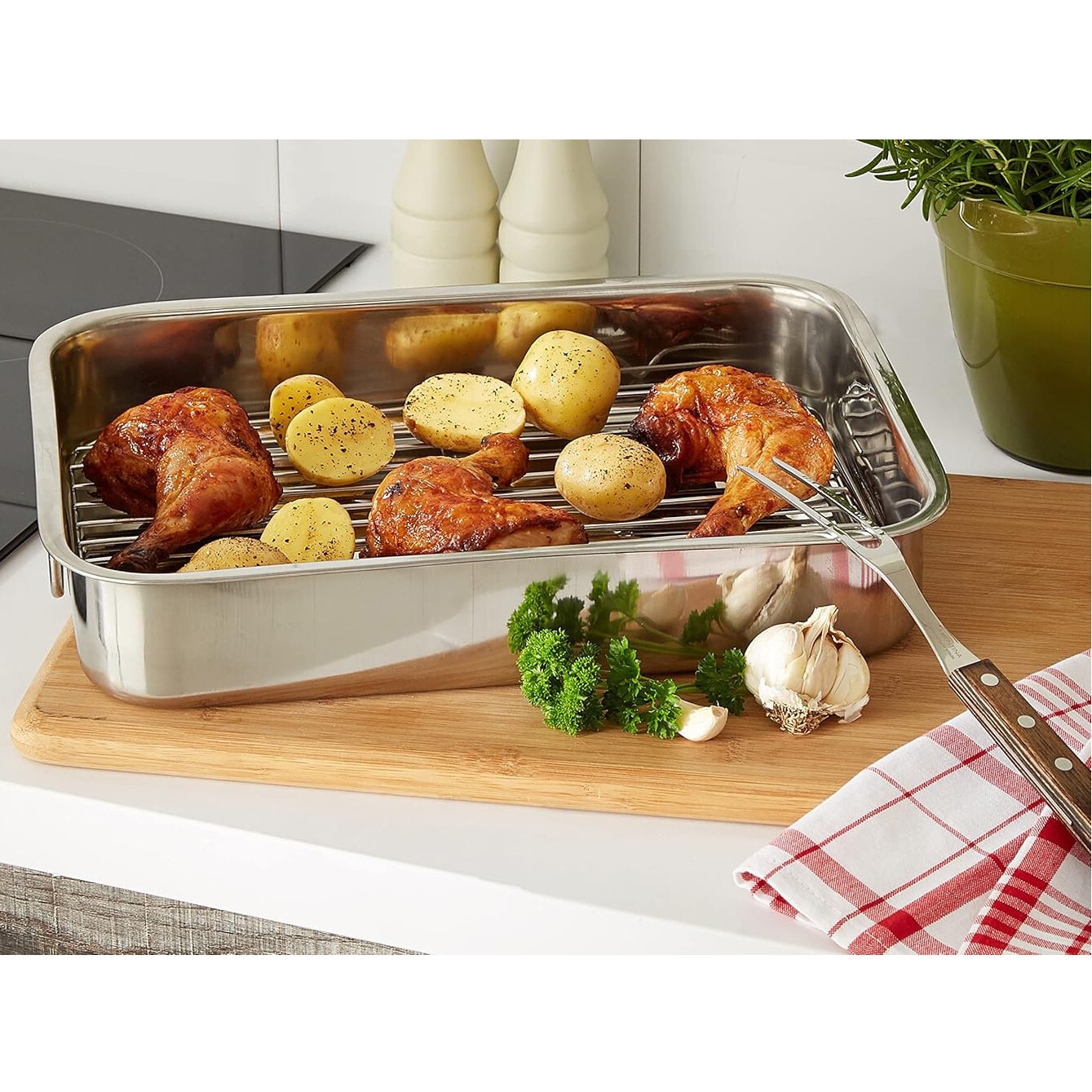 Tava de copt cu gratar, Golxmse 2 piese, inox de calitate alimentara ...