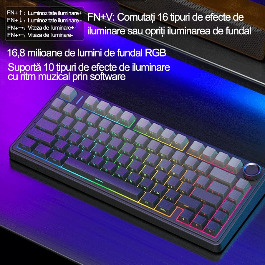 AULA F75 mechanikus gamer billentyűzet - Harvester kapcsolók, 3 üzemmód ...