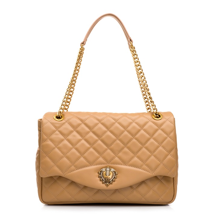 Geanta dama, Musette, JAQUELINE GM, Piele naturala, bej crem, 34 x 9 x ...
