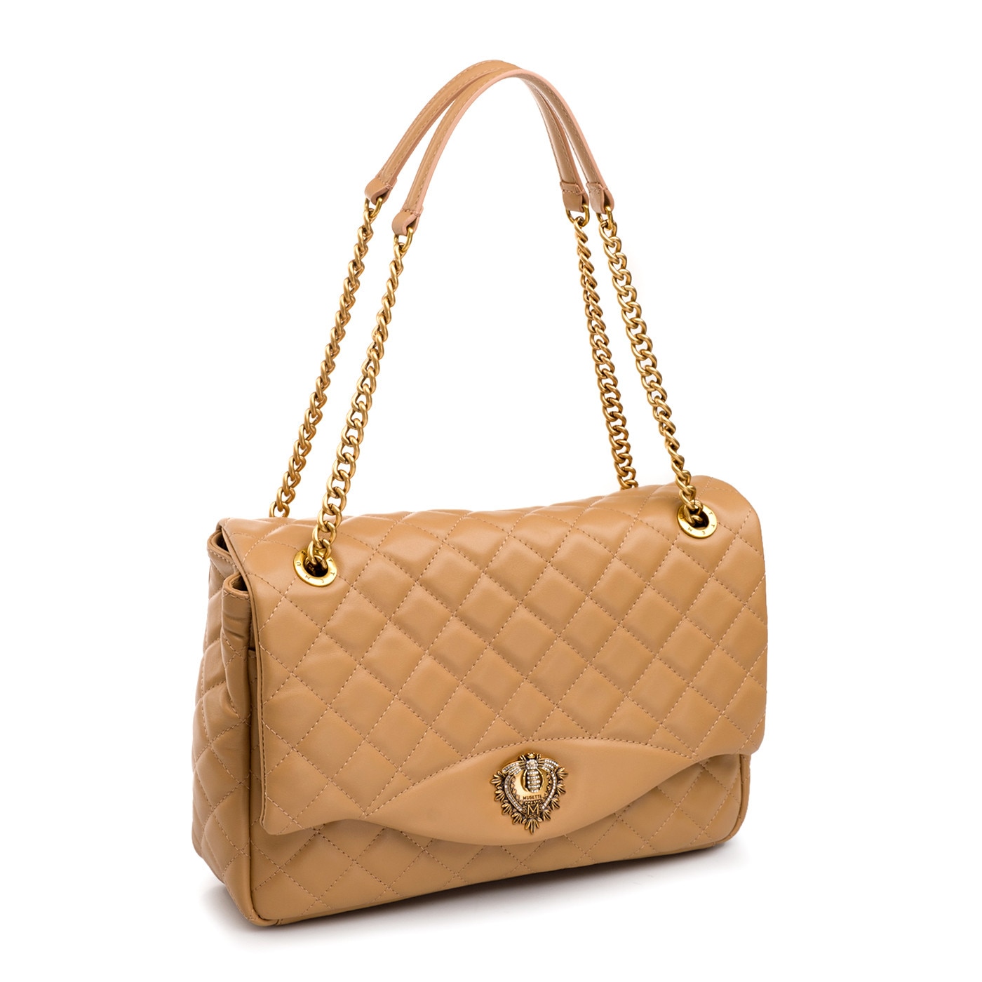 Geanta dama, Musette, JAQUELINE GM, Piele naturala, bej crem, 34 x 9 x ...