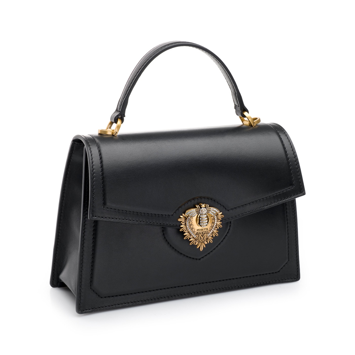 Geanta dama, Musette, CARISSA, Piele naturala, negru, 24 x 8 x 15 cm ...