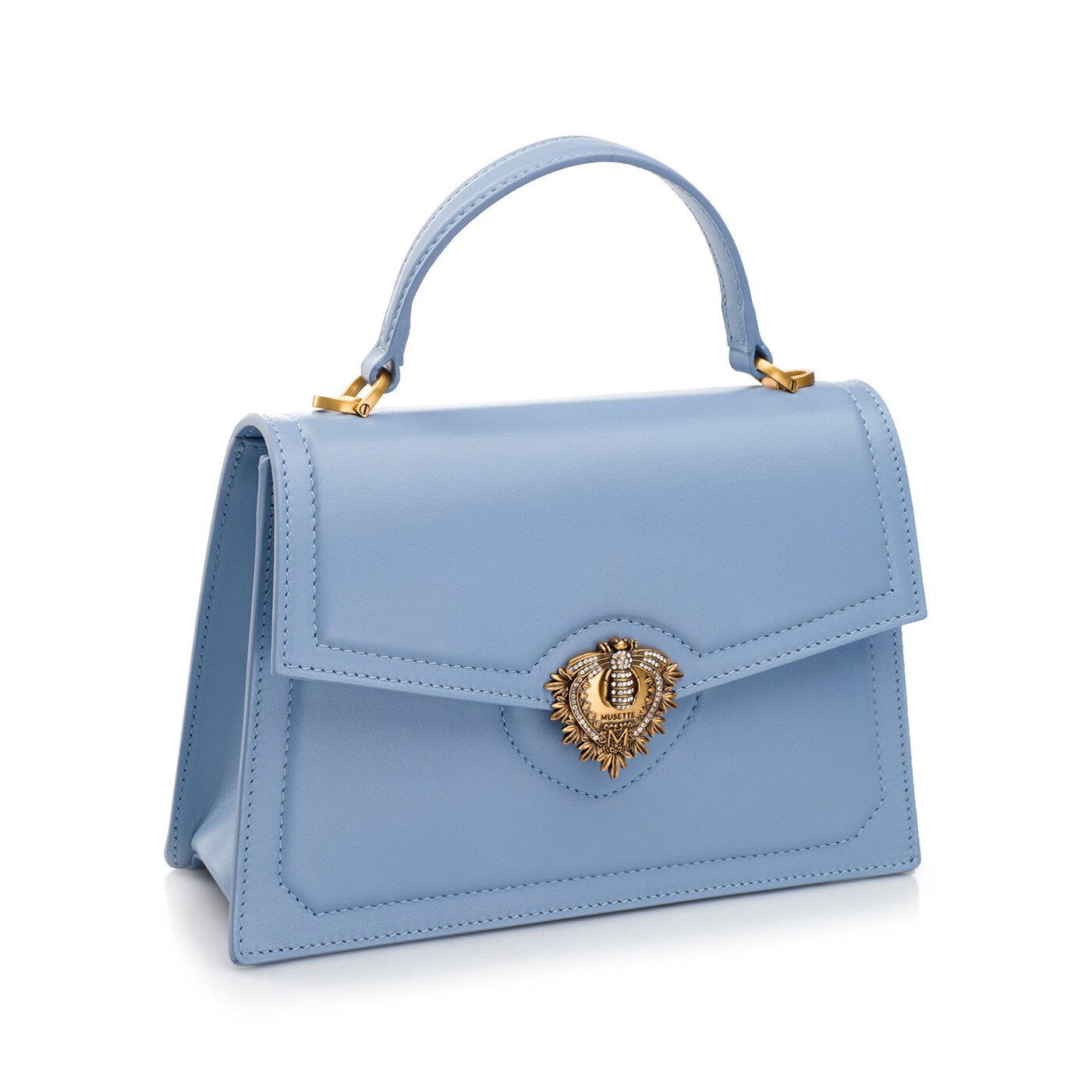 Geanta dama, Musette, CARISSA, Piele naturala, Bleumarin, 24 x 8 x 15 ...