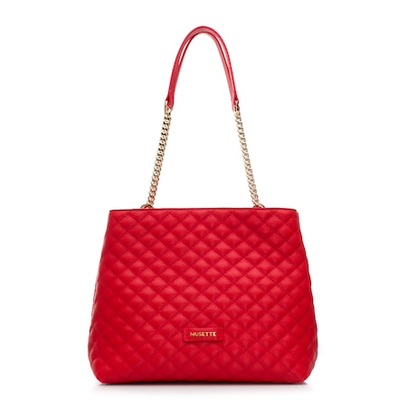 Geanta dama, Musette, NICOLE, Piele naturala, rosu, 39 x 29 x 14 cm ...