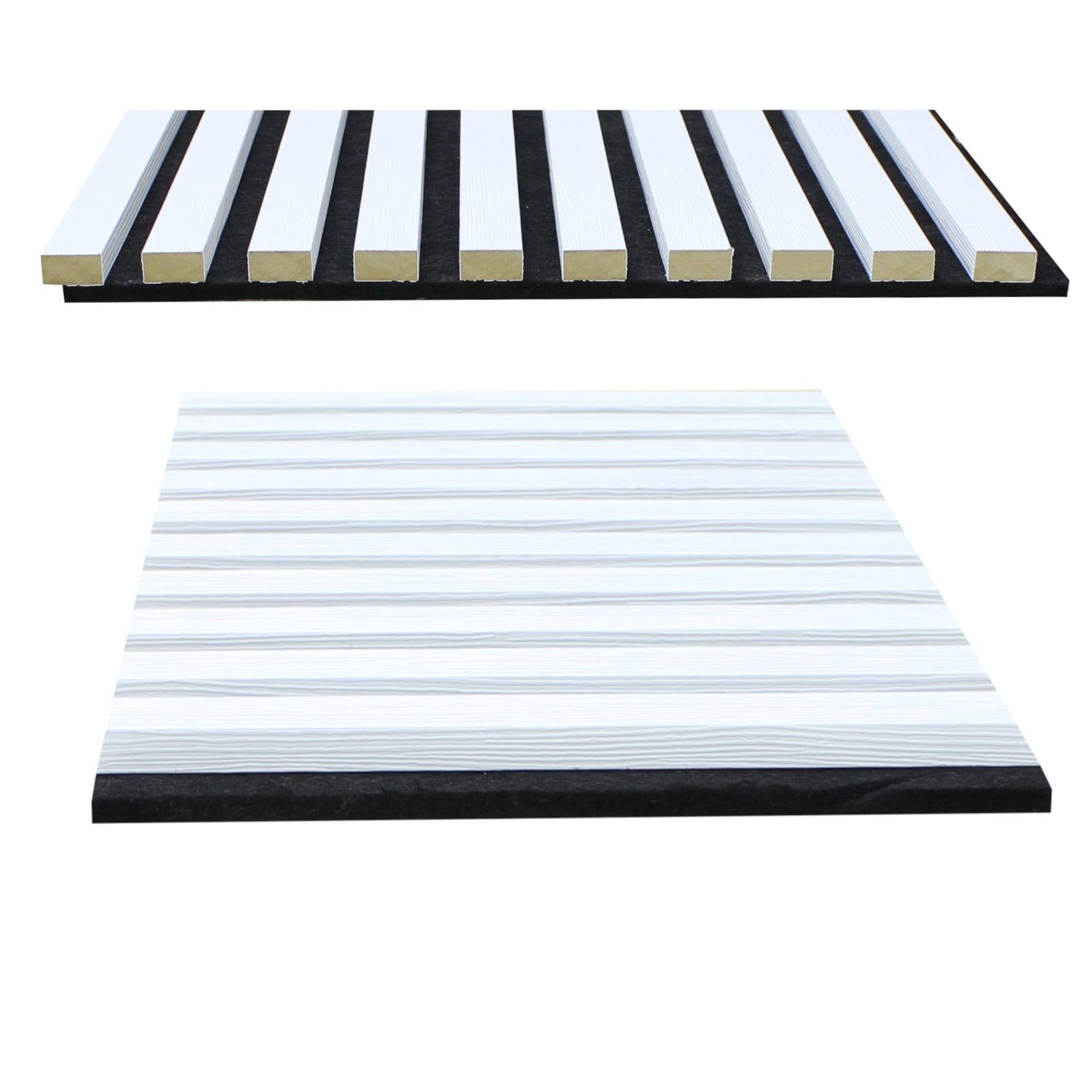Riflaj Decorativ Tip Panou Acustic Alb din fetru cu lamele din MDF ...