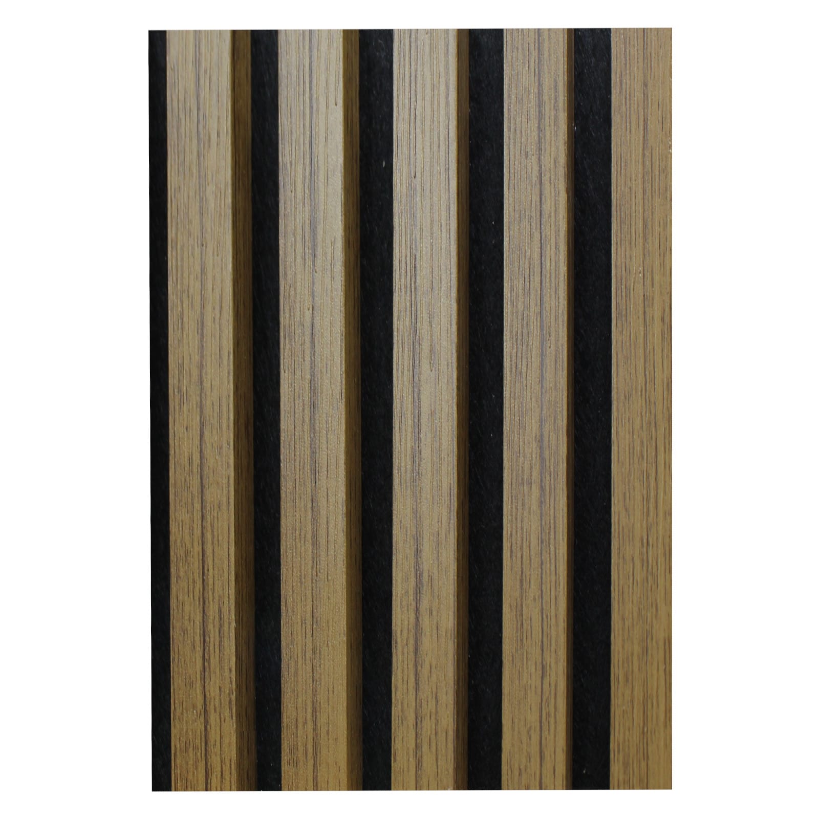Riflaj Decorativ Tip Panou Acustic Teak din fetru cu lamele din MDF, negru/teak, 260cm x 40cm ...