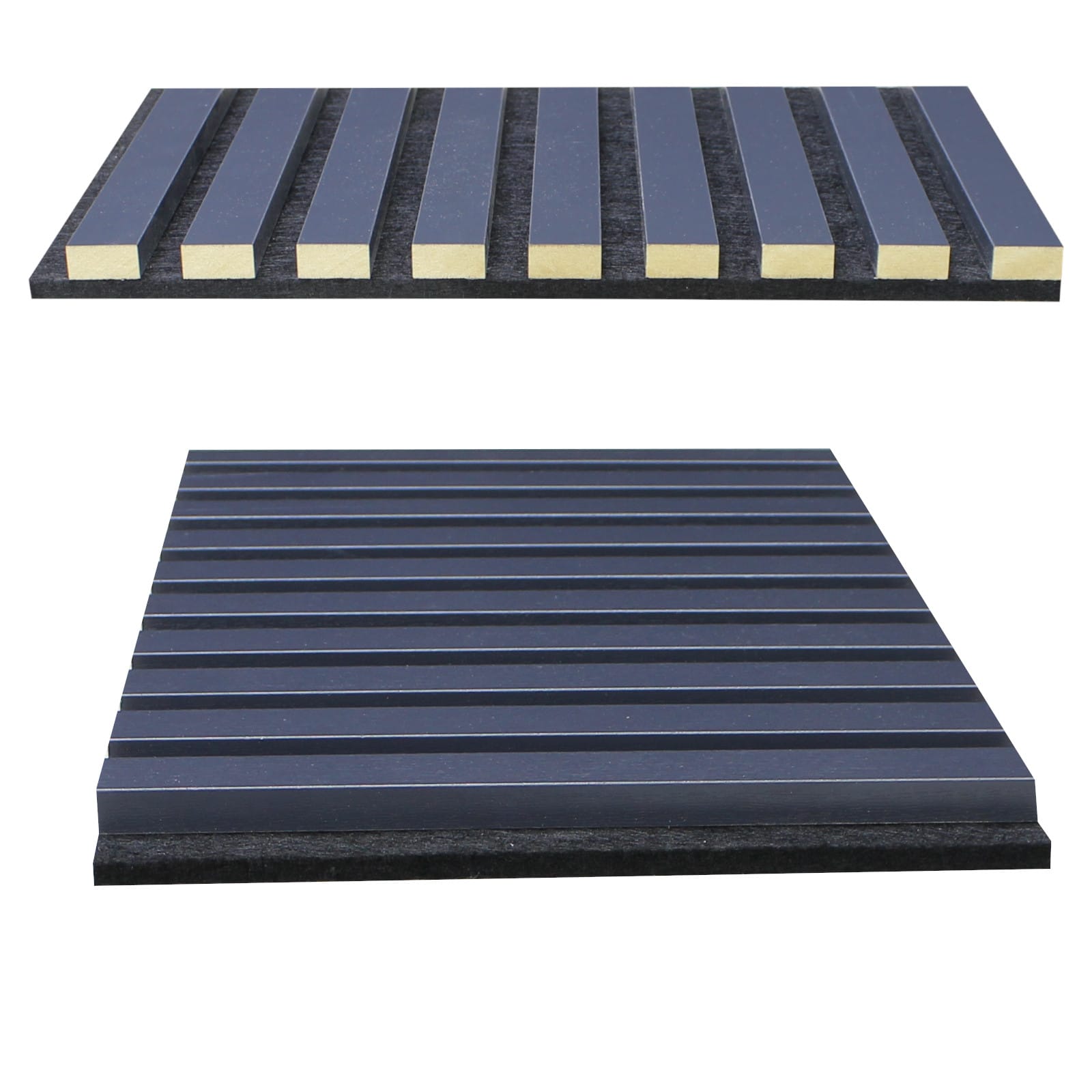 Riflaj Decorativ Tip Panou Acustic Antracit din fetru cu lamele din MDF ...