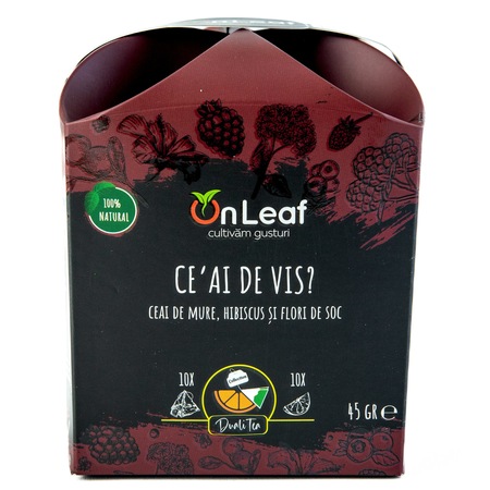 Ceai de Mure, Hibiscus si Flori de soc, OnLeaf, 10 pliculete si 10 ...
