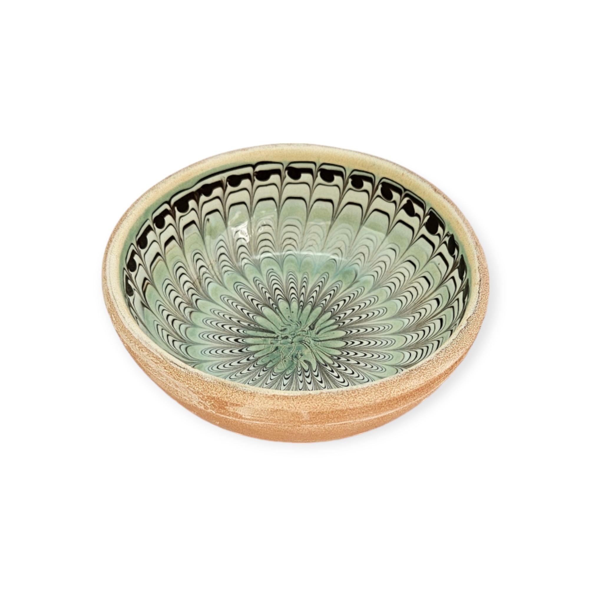 Bol Traditional 709, CERAMICA DE HOREZU, model Coada de Paun, culoare ...