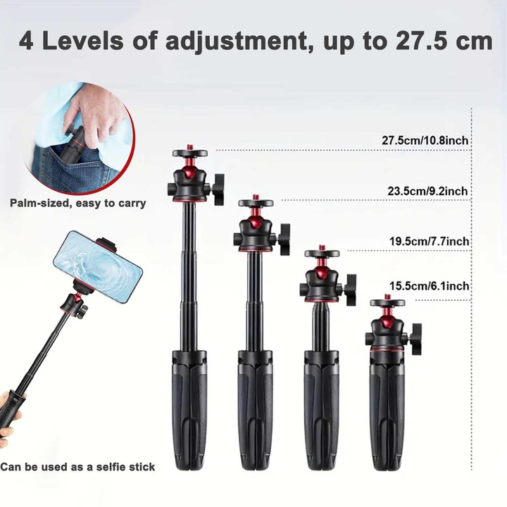 Mini Trepied, BYONDSELF®, cu Filet, Suport Telefon, 15-26cm, Pentru ...