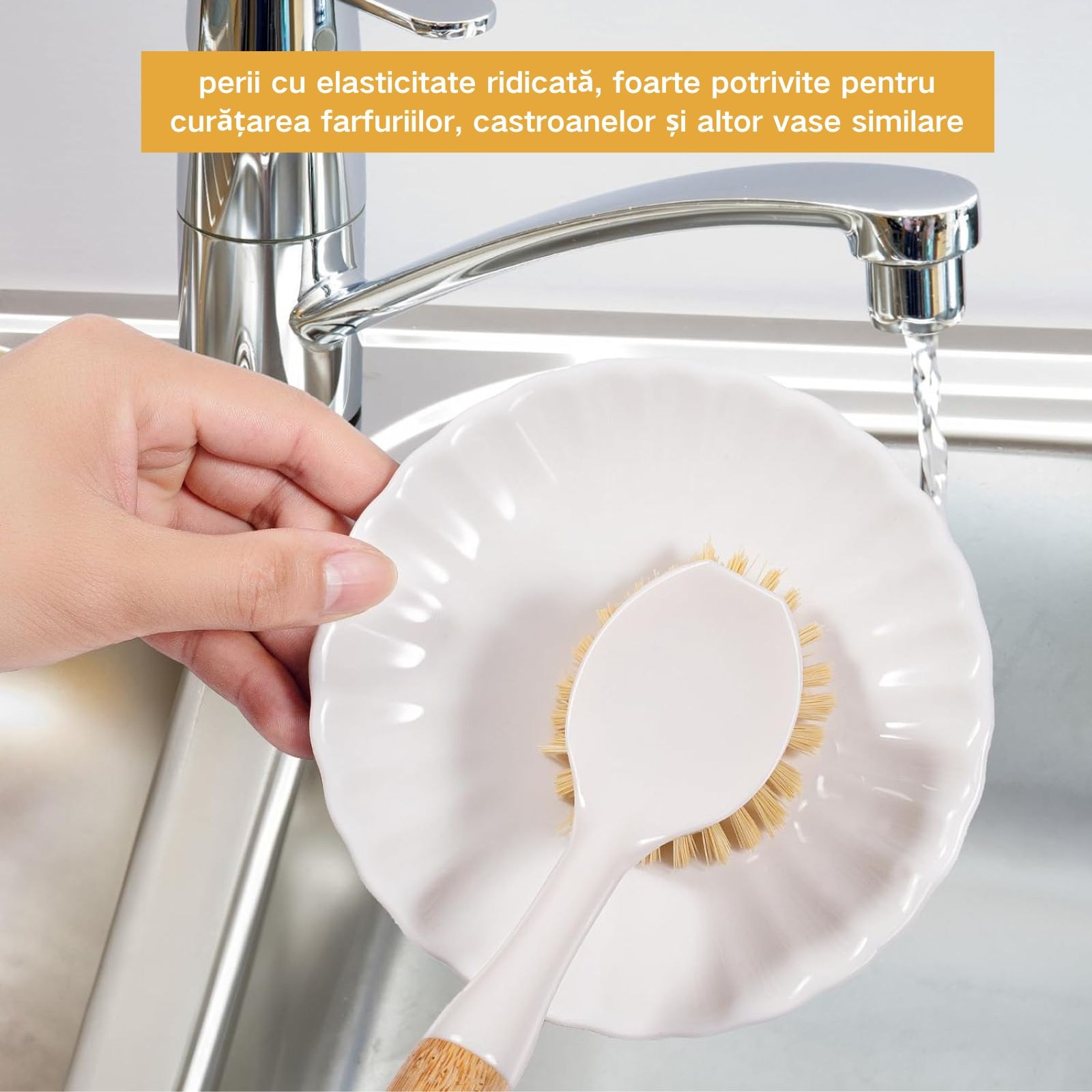 Set-2 bucati perie de vase, Perie pentru vase si tigaie de fonta cu ...