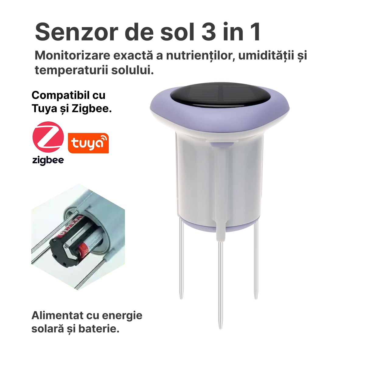 Senzor Inteligent pentru Sol compatibil cu Tuya si Zigbee ...