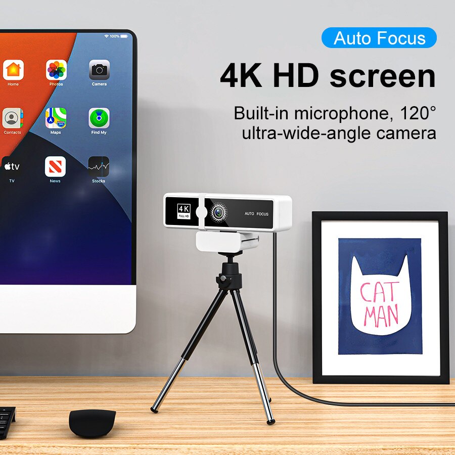 Camera Web Full HD 4K TEQRO™, Plug and Play, Autofocus, Antishake ...