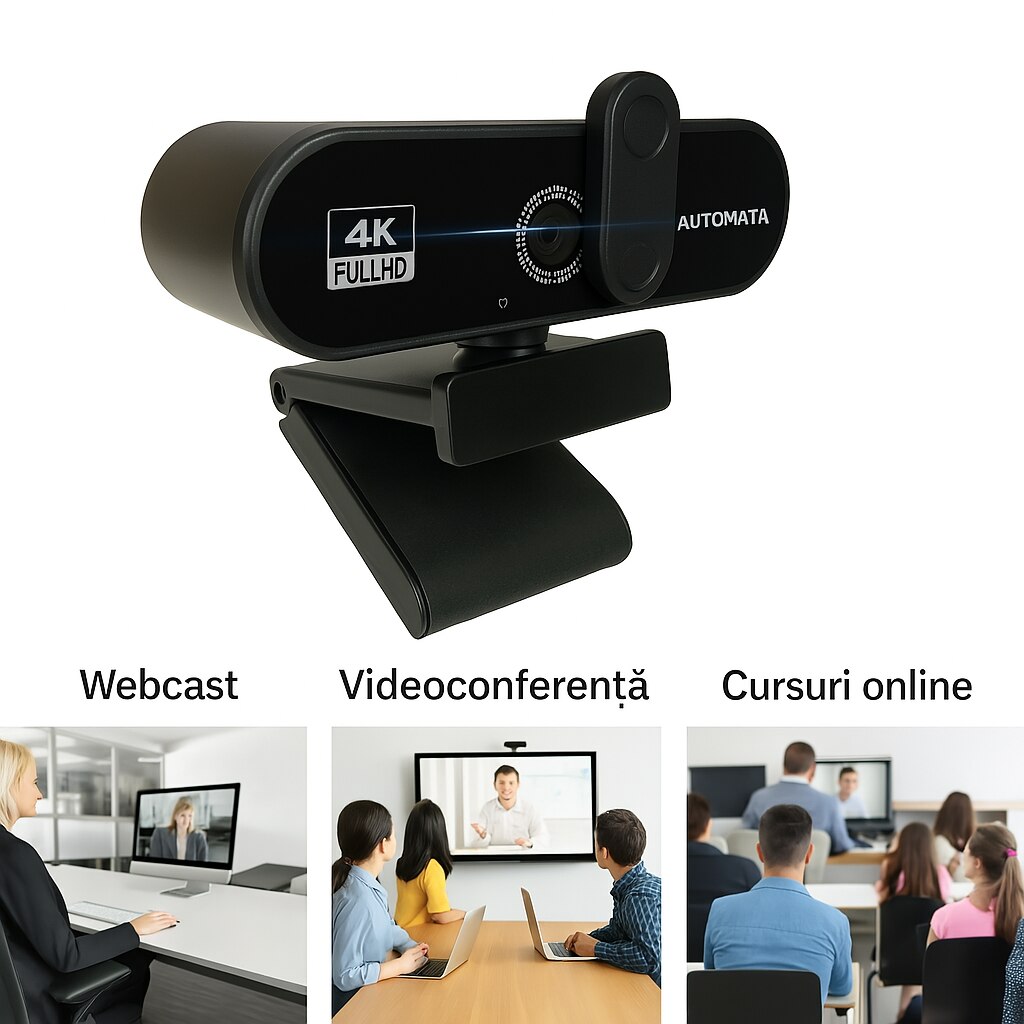 Camera Web Full HD 4K 4K TEQRO™, Model W7, Plug and Play, Autofocus ...