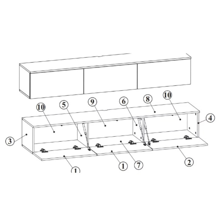 Set mobila living, suspendata, prindere perete, cu riflaj inclus, usi ...