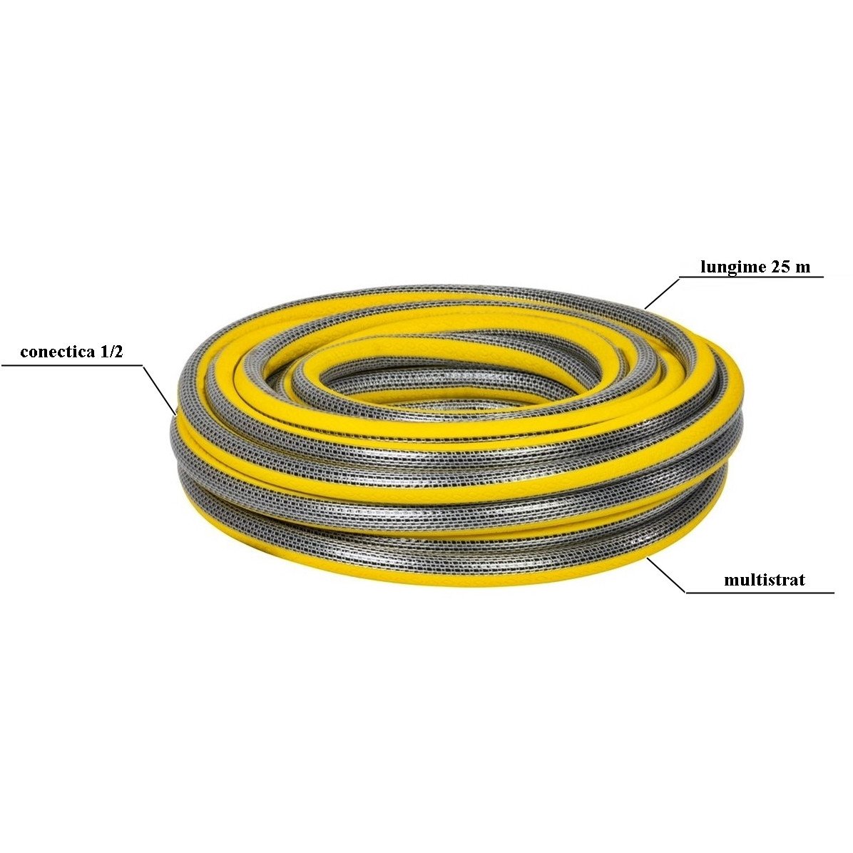 Furtun gradina multistrat Anti-torsion Plus, antirasucire, lungime 25 m ...