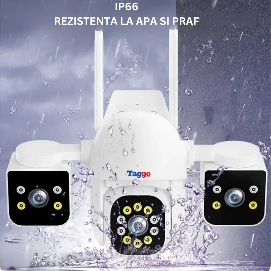 Camera de supraveghere WIFI 6K, 12MP, 3 lentile, Control din aplicatie ...