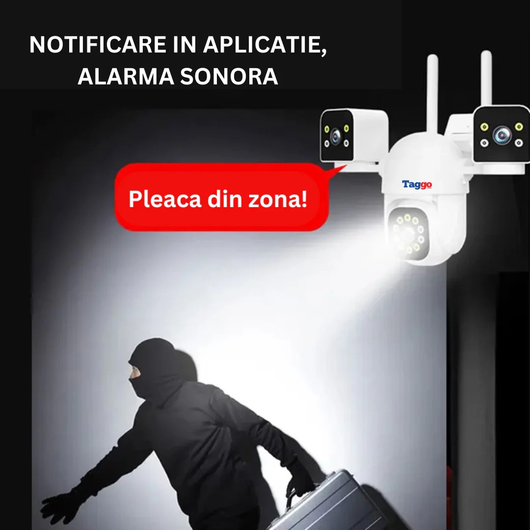 Camera de supraveghere WIFI 6K, 12MP, 3 lentile, Control din aplicatie ...