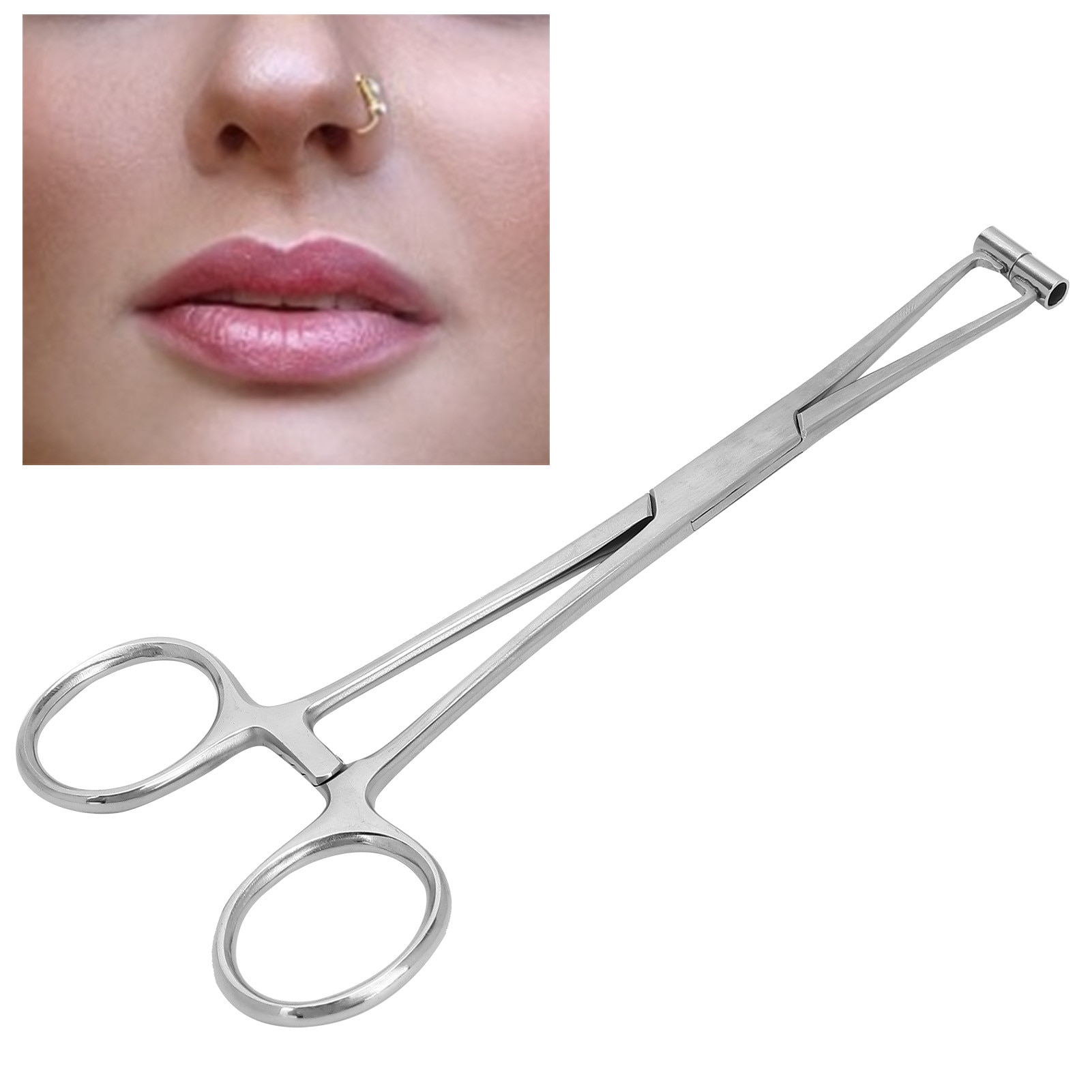 Forceps pentru piercing, inox, protectie anti-rugina, design ergonomic ...