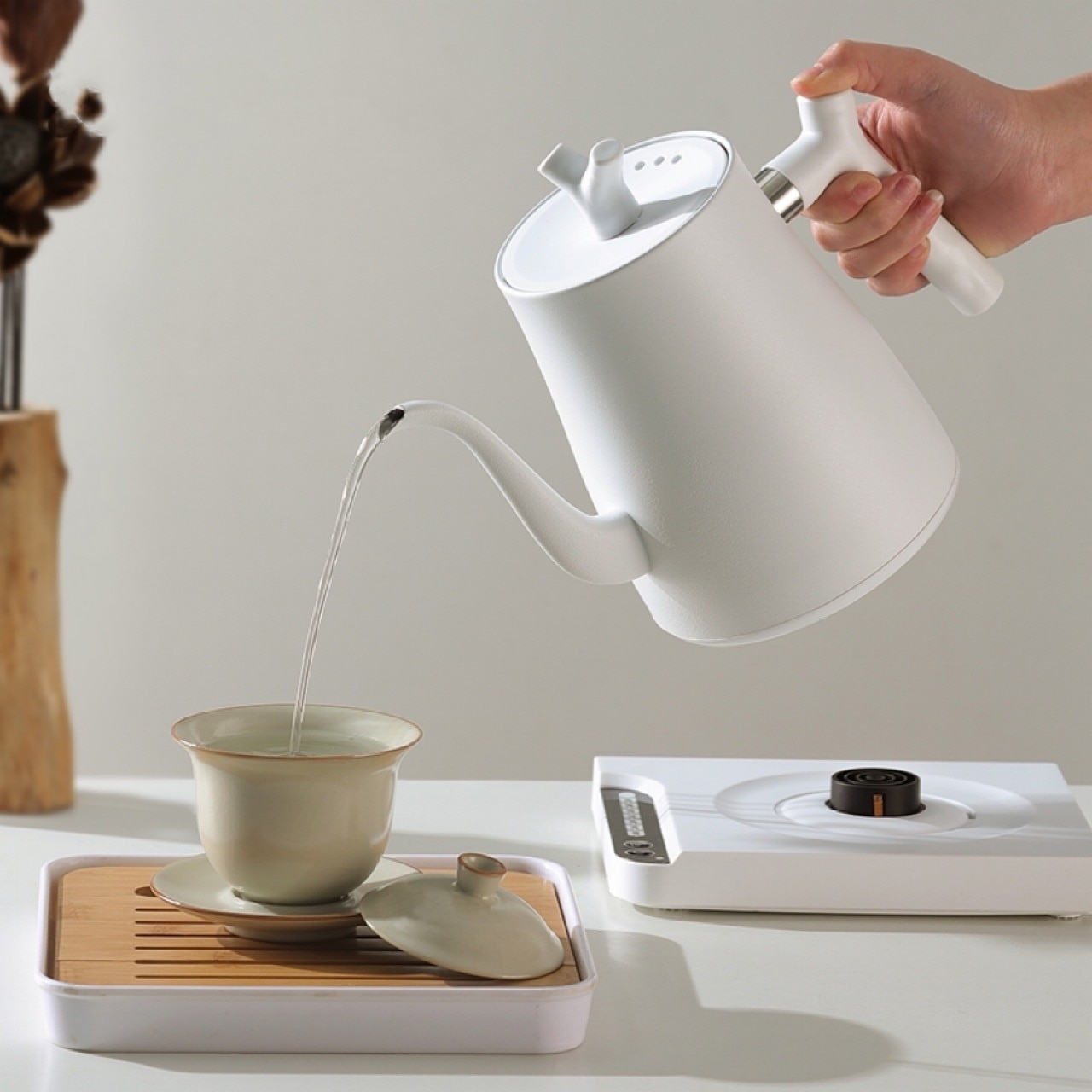 Ceainic electric cu temperatura controlata, filtru de cafea manual ...