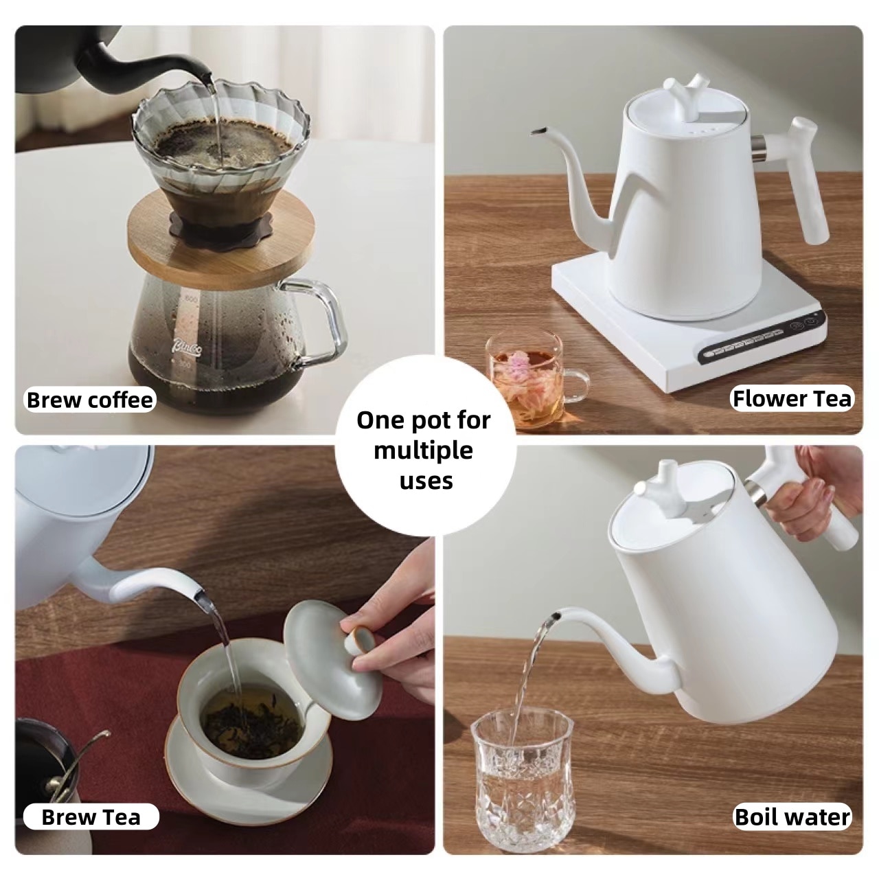 Ceainic electric cu temperatura controlata, filtru de cafea manual ...