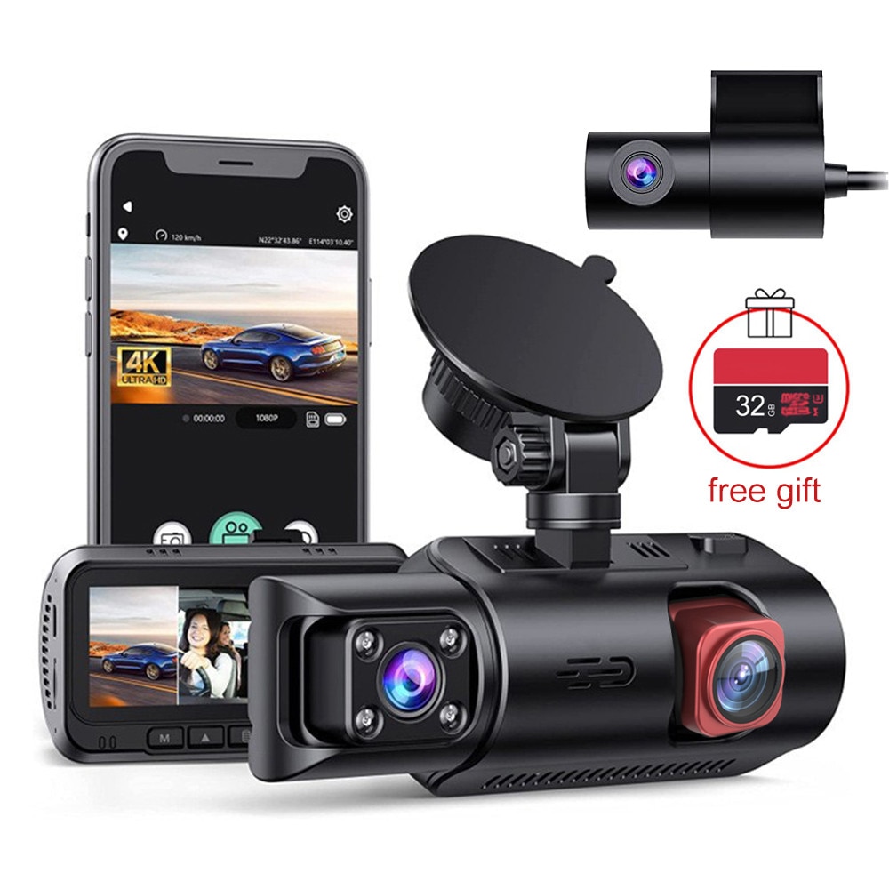 Camera auto tripla Soybean ZD80, 4K+1080p+1080p, Wi-Fi, GPS, 3.16 inch ...