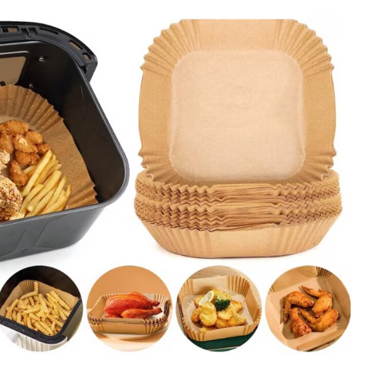 Set 50 hartii de copt airfryer, K KATHODE, Hartie, Unica folosinta ...
