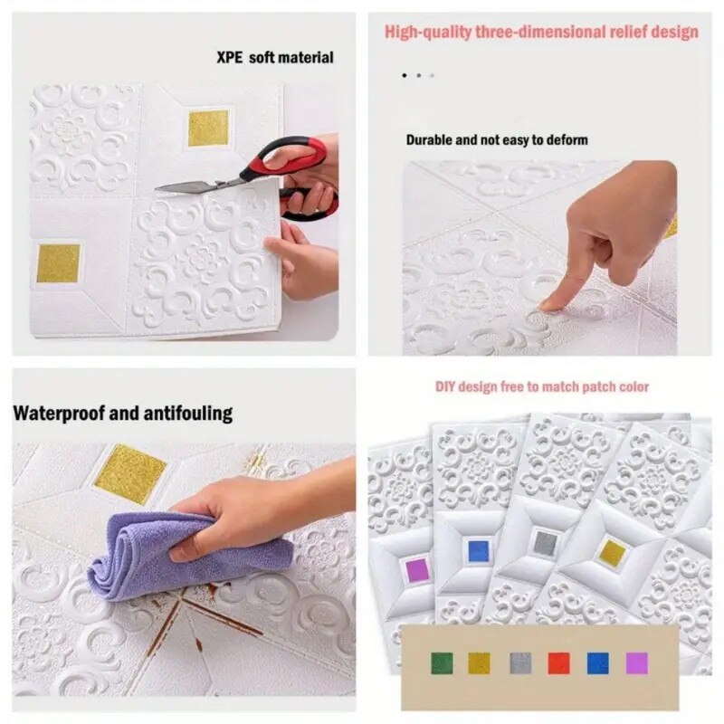 Set 10 coli x 4 bucati, tapet autoadeziv 3D, panou decorativ tavan ...