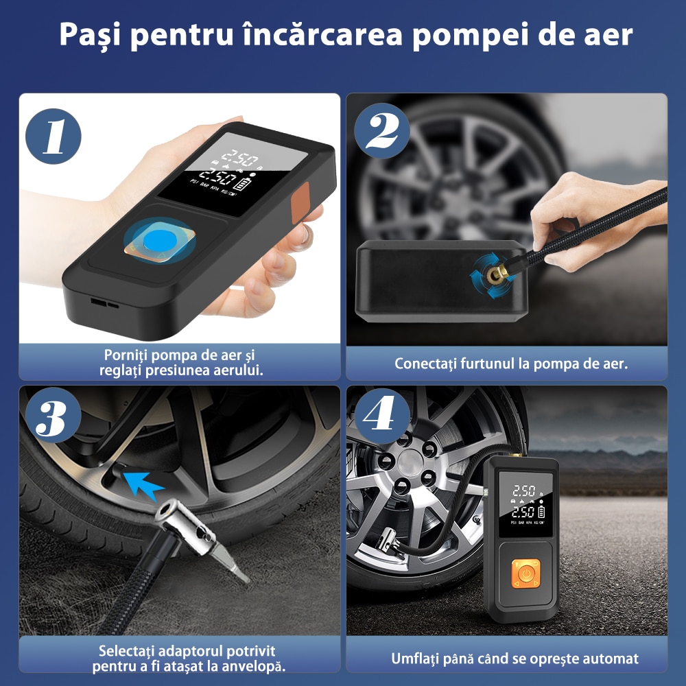 Starter auto portabil cu compresor de aer 1000A, Jump starter booster ...