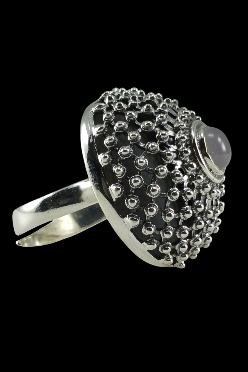 Inel din argint 925, TSR cu piatra cuart roz marime 17, 3 mm reglabil ...