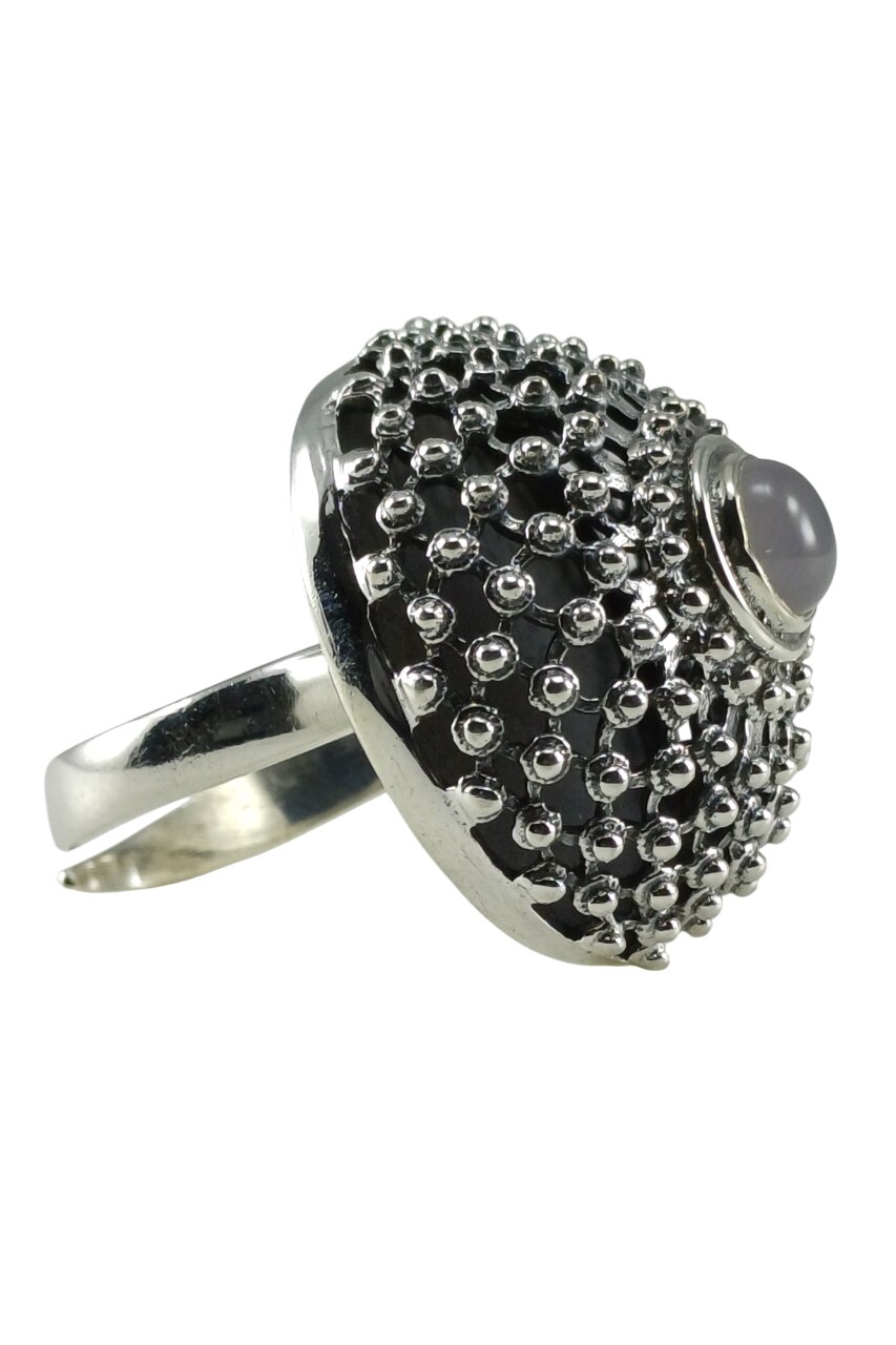 Inel din argint 925, TSR cu piatra cuart roz marime 17, 3 mm reglabil ...