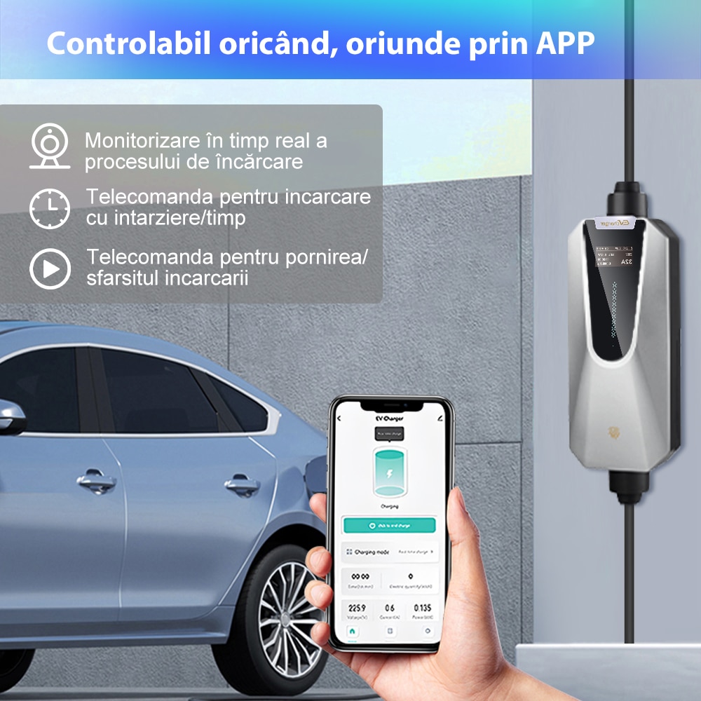 Statie de incarcare electrica portabila, 11kW, curent ajustabil (6/8/10 ...
