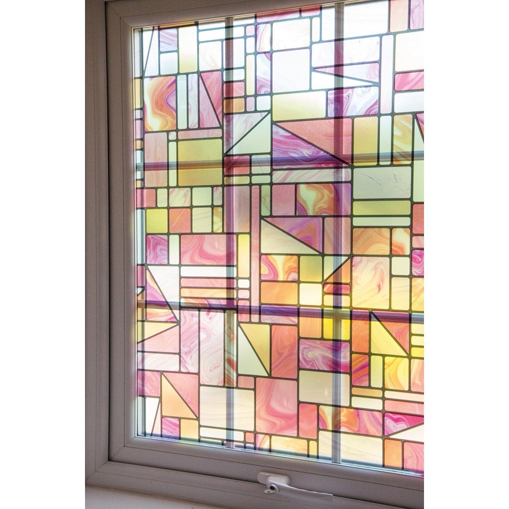 Autocolant Geam, 67.5 cm x 1.5 m, Folie Geam Fara Adeziv cu Model ...