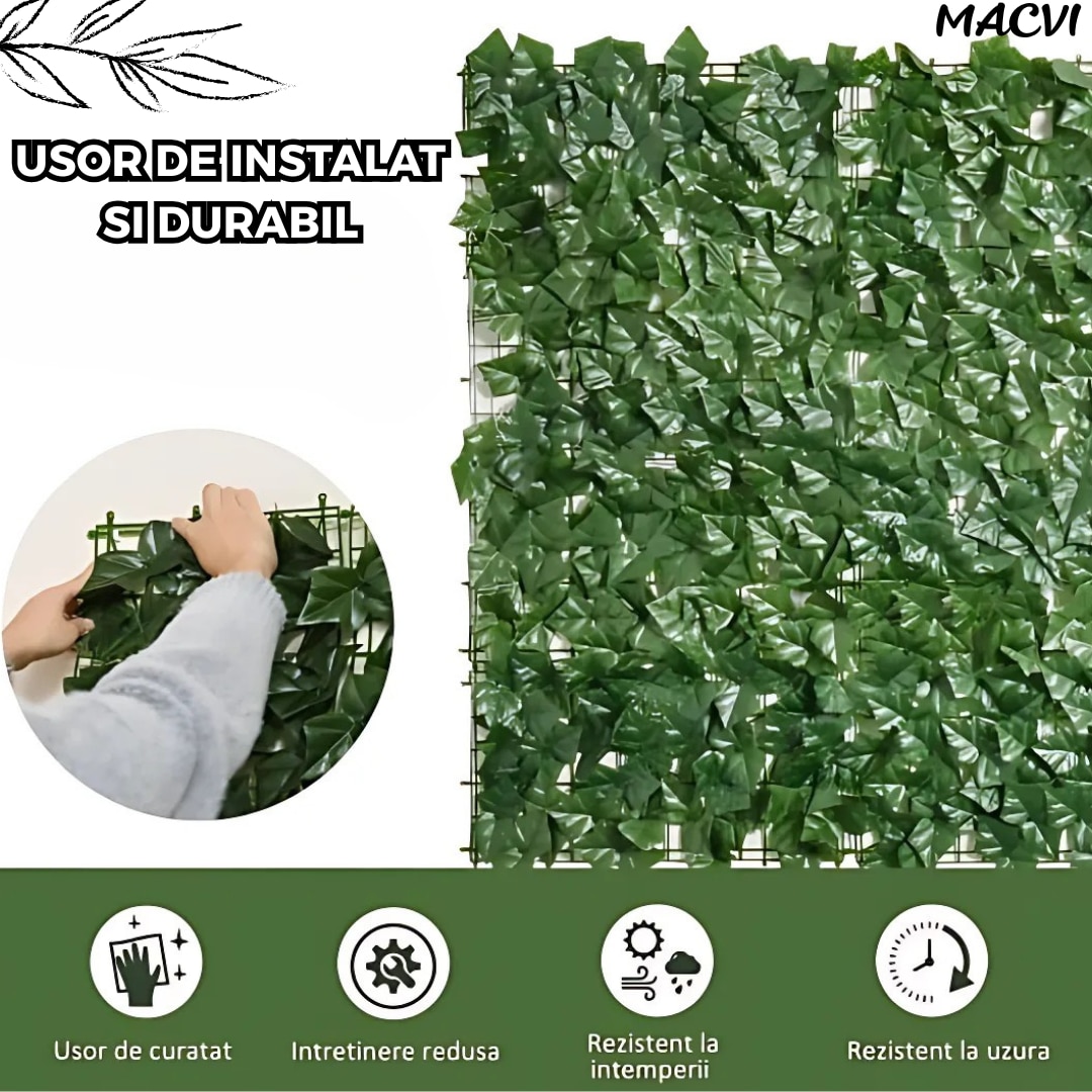 Gard Artificial Macvi® cu Frunze Verzi Tip Iedera Solutia Eleganta ...
