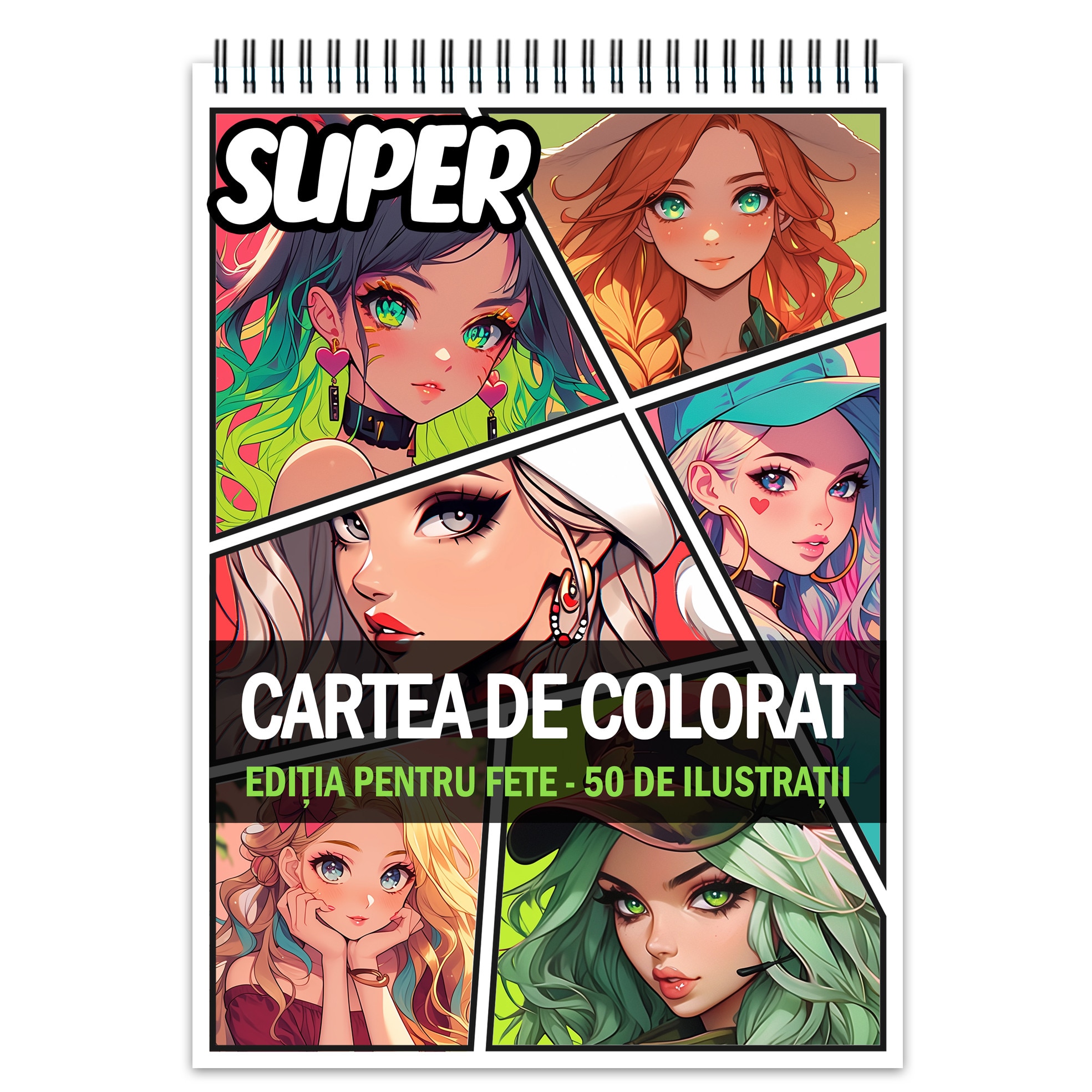 Carte de colorat, Super cartea de colorat pentru fete, un mix de 50 de ...