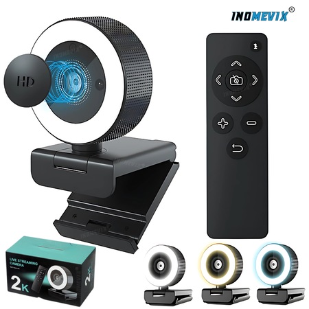 Camera Web INOMEVIX®, 2K QHD, Webcam 4 MP, Microfon, Dual Stereo cu ...