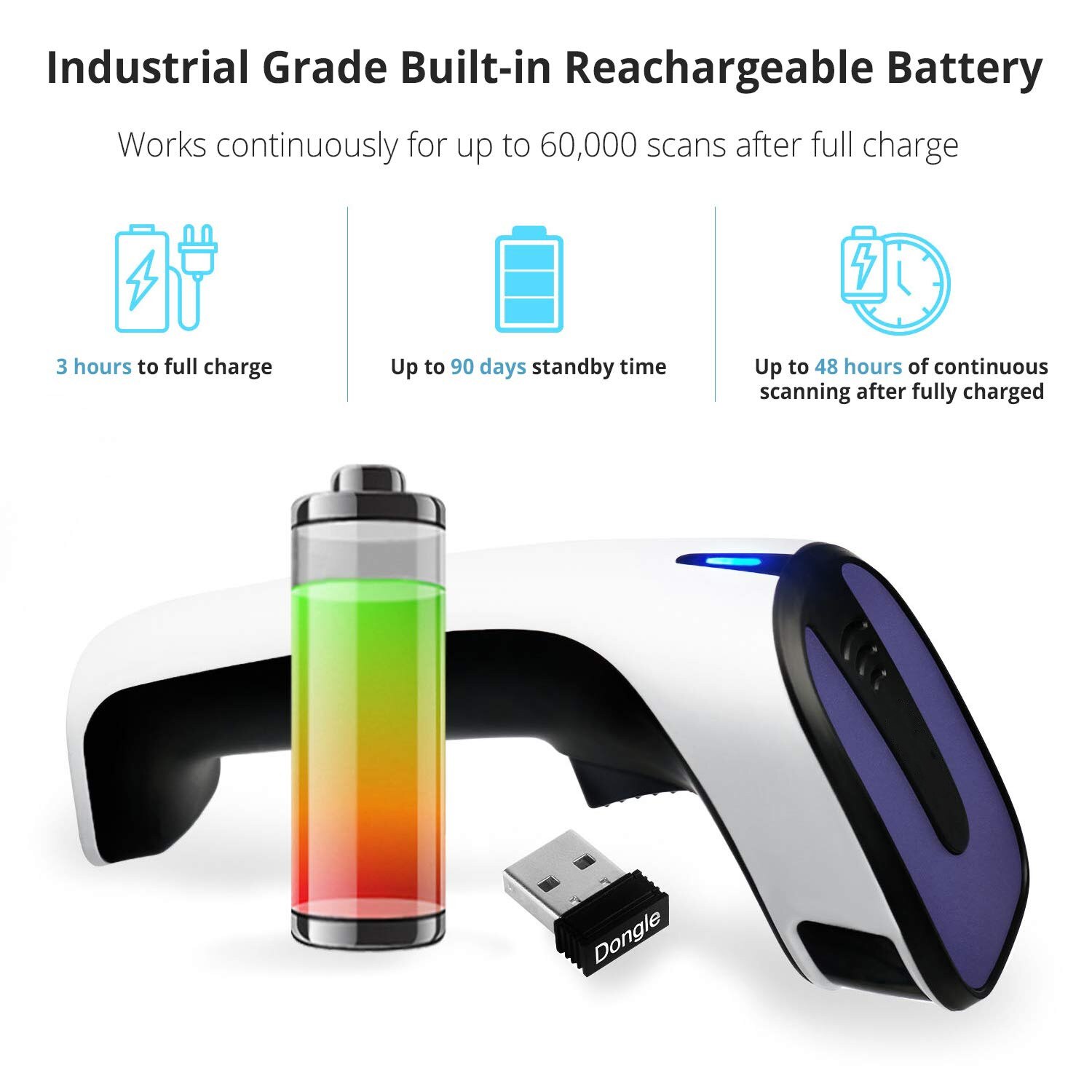 Cititor/Scanner coduri de bare cu laser，SHIJOOE，1D/2D/QR，150m，Wireless ...