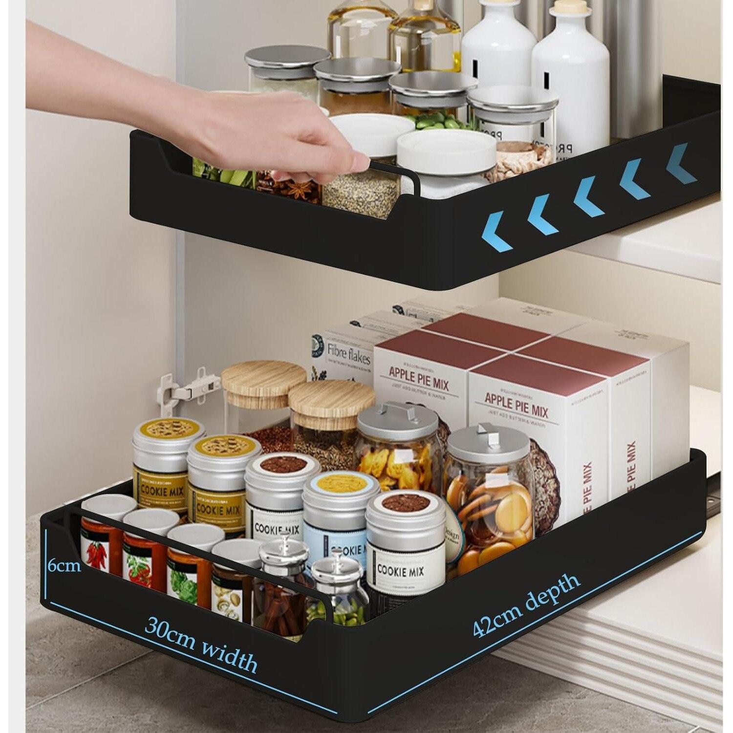 Sertar de bucatarie culisant pe sine, din metal, 30x42x6 cm - eMAG.ro