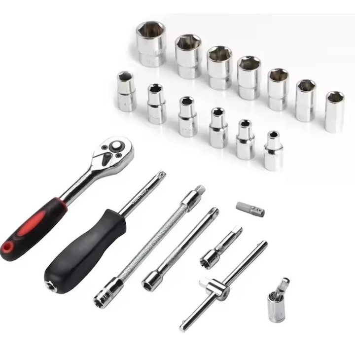 Trusa de scule 46 Piese, set chei pentru reparatii auto si casa, cu ...