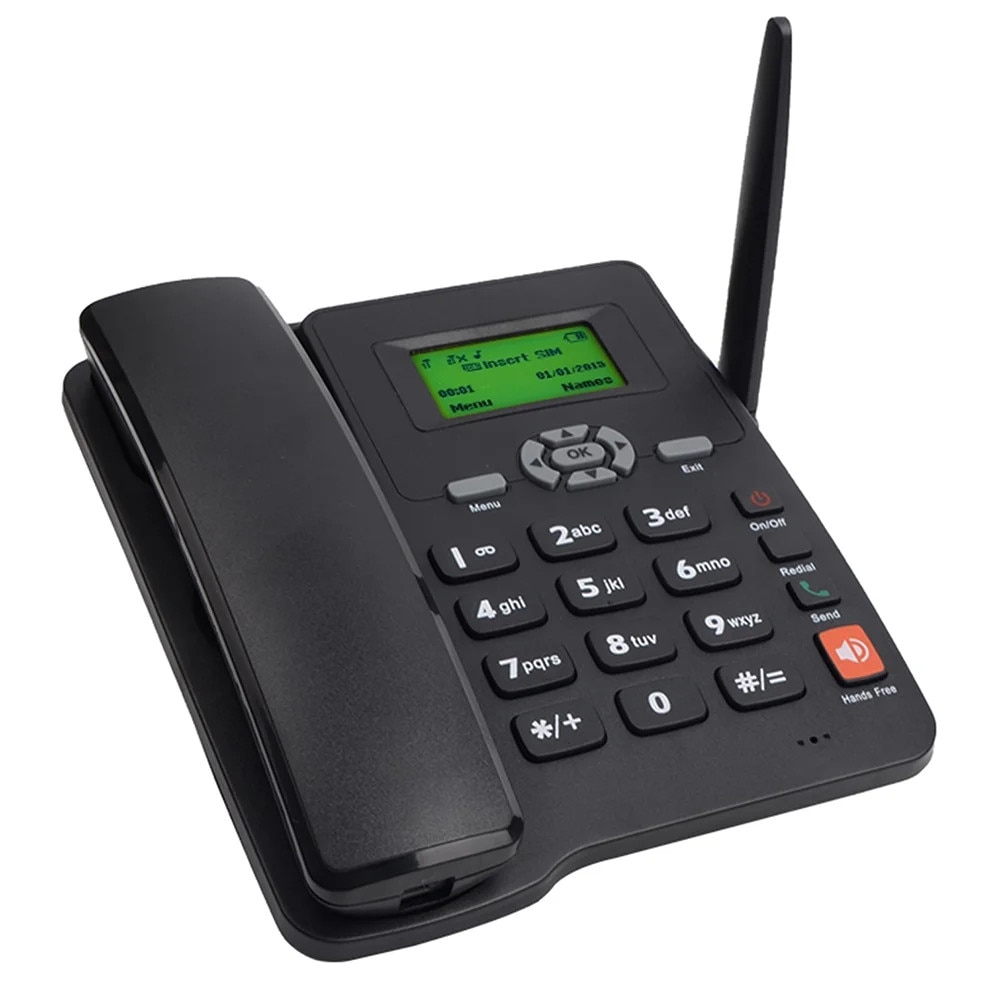 Telefon fix fără fir Fokelyi, dual SIM, radio și alarmă, negru, 25x20x6 ...