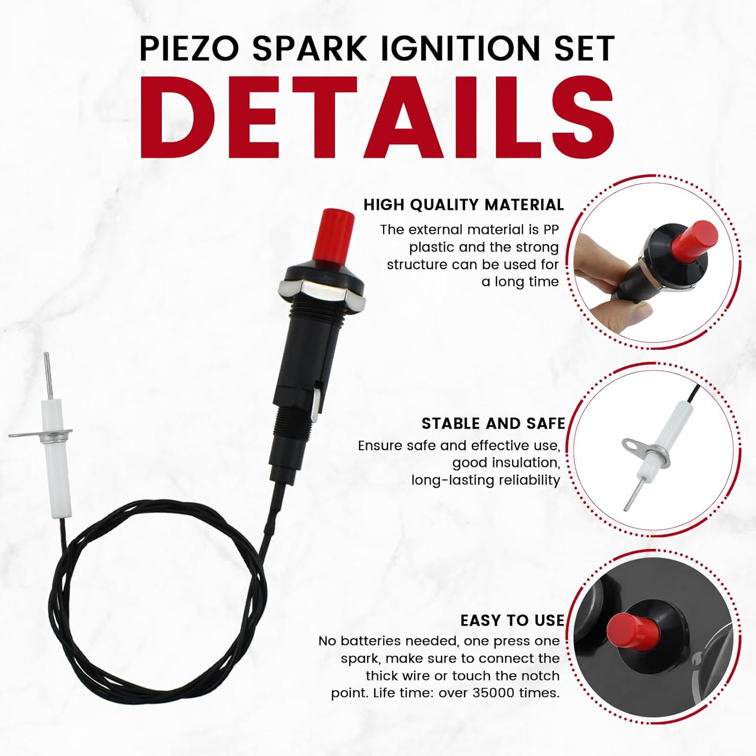 Aprindere piezo-scanteie, set de aprindere piezoelica cu buton de ...