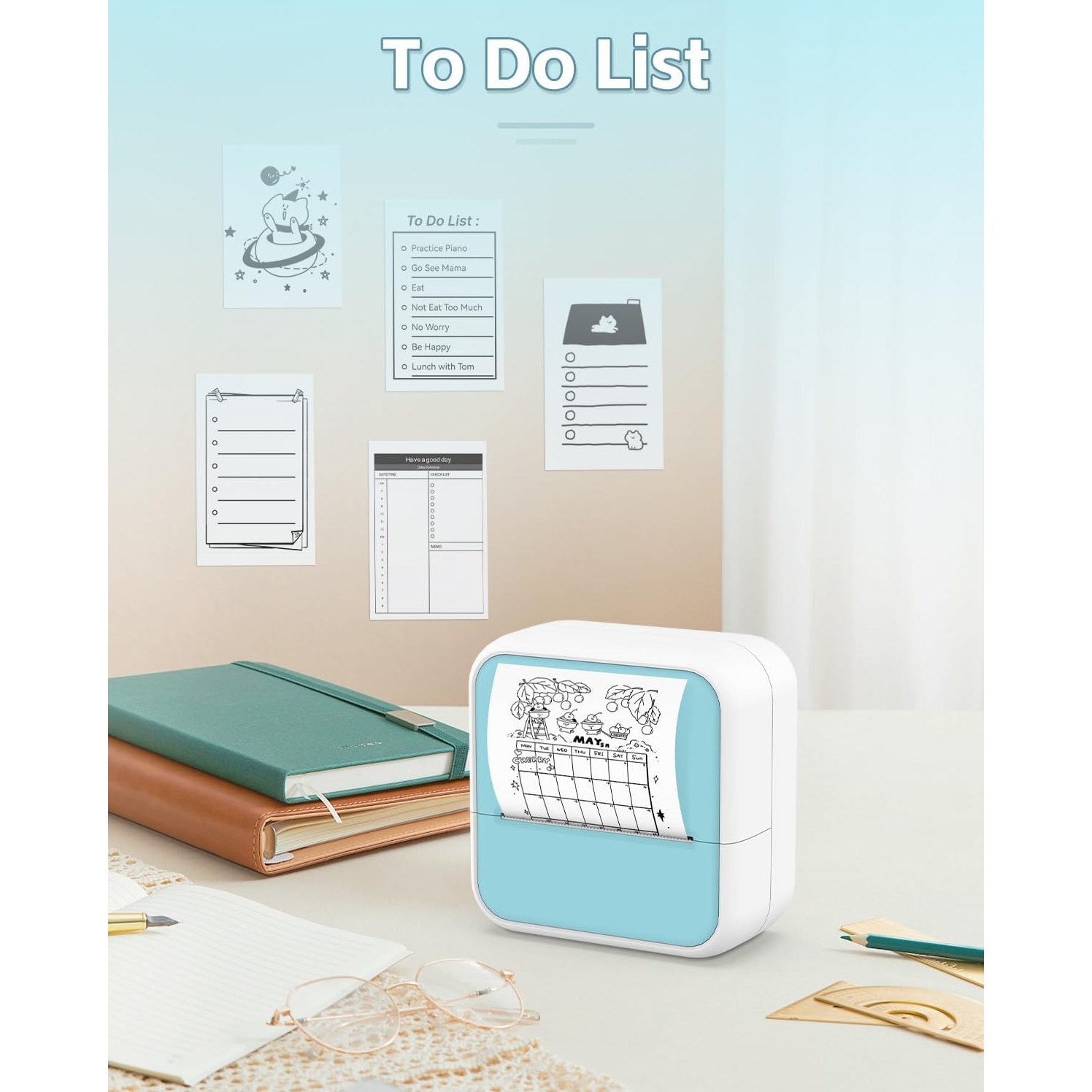 Set Mini imprimanta termica si 3 role hartie 57x30mm, 1500 mAh ...